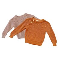 China Toddlers Crewneck Rib Knit Sweater 100% Cotton With Button Shoulder Closure Infant Sleepwear for sale