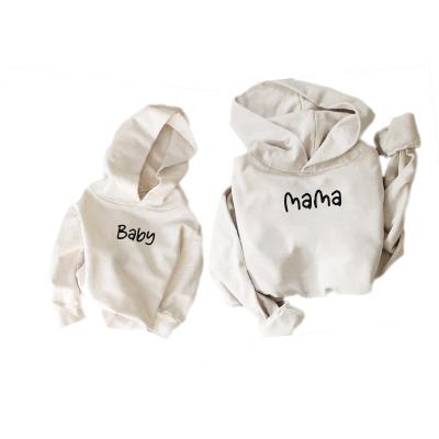 China Printed Family Matching Outfit Mama And Baby French Terry Sweatshirt Long Sleeve Hoodies For Adult Kids for sale