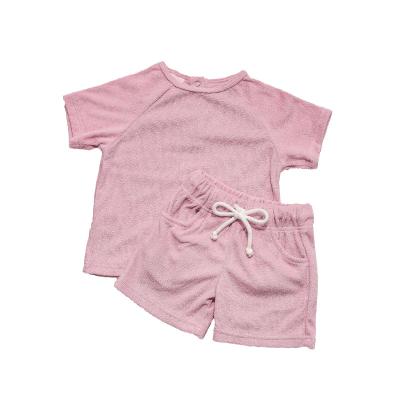 China Towel Terry Fabric Custom Tee Shirts Neutral Baby Cosy Raglan Sleeve Tshirts for sale