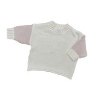 China Custom Knitted 2 Piece Set 100% Cotton Baby Color Block Relaxed Fit With Drawstring Knit Pants Toddler Sleep Wear for sale