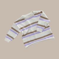 China Personalized Kids Custom Made Sweaters Relaxed Fit Striped With Cropped Length Matching Pants 100% Cotton for sale