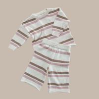 China Personalized Kids Custom Made Sweaters Relaxed Fit Striped With Cropped Length Matching Pants 100% Cotton for sale