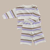China Personalized Kids Custom Made Sweaters Relaxed Fit Striped With Cropped Length Matching Pants 100% Cotton for sale