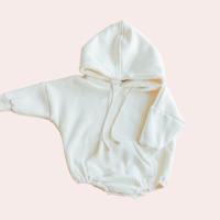 China Relaxed Fit New Born Rompers Fleece Rompers With Draw String Hood Toddlers Playsuit Daily Dressing 100% Cotton for sale