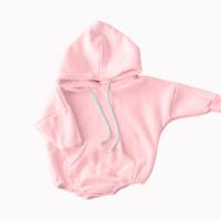 China Relaxed Fit New Born Rompers Fleece Rompers With Draw String Hood Toddlers Playsuit Daily Dressing 100% Cotton for sale