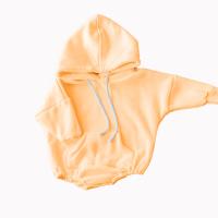 China Relaxed Fit New Born Rompers Fleece Rompers With Draw String Hood Toddlers Playsuit Daily Dressing 100% Cotton for sale