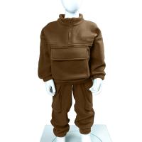 China Half Zipper Fleece Tracksuit Set 300gsm Toddlers Winter Warm Sweatshirt With 3D Pockets Sweatpants Kids Jogger Set for sale