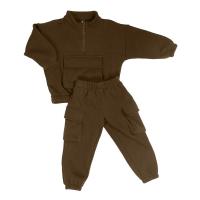 China Half Zipper Fleece Tracksuit Set 300gsm Toddlers Winter Warm Sweatshirt With 3D Pockets Sweatpants Kids Jogger Set for sale