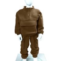 China Half Zipper Fleece Tracksuit Set 300gsm Toddlers Winter Warm Sweatshirt With 3D Pockets Sweatpants Kids Jogger Set for sale