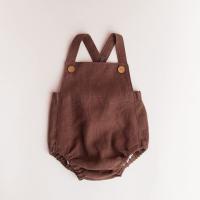 China Multi Colors New Born Rompers Baby Linen Shortalls Buttons At Straps for sale