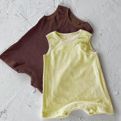 China Baby Big Towelling Terry Beige Cute Newborn Rompers 100% Cotton for sale