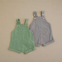 China Linen And Cotton Fabric Newborn White Jumpsuit With Buttons for sale