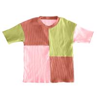 China 100% Ribbed Cotton Kids Slim Fit Stretchy Patchwork Short Sleeve Tee Shirts Cosy Baby Summer Tops For Girls Boys for sale