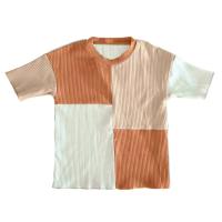 China 100% Ribbed Cotton Kids Slim Fit Stretchy Patchwork Short Sleeve Tee Shirts Cosy Baby Summer Tops For Girls Boys for sale