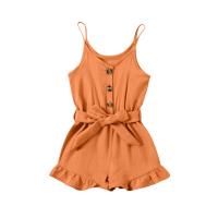 China Linen Fabric Comfy Sleeveless Straps Newborn Summer Romper Little Girls for sale