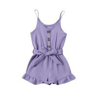 China Linen Fabric Comfy Sleeveless Straps Newborn Summer Romper Little Girls for sale