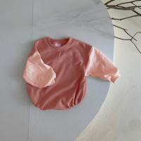 China Infant Colorblock Long Sleeve Romper French Terry 100% Cotton New Born Rompers for sale