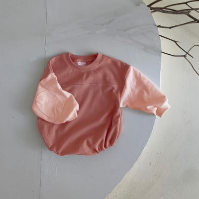 China Infant Colorblock Long Sleeve Romper French Terry 100% Cotton New Born Rompers for sale