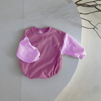 China Infant Colorblock Long Sleeve Romper French Terry 100% Cotton New Born Rompers for sale