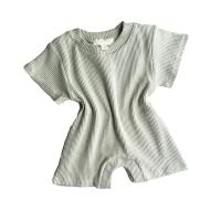 China Ribbed Cotton New Born Rompers Short Sleeve Olive Stylish Summer for sale