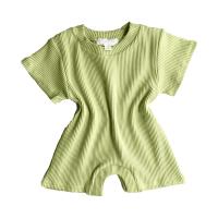 China Ribbed Cotton New Born Rompers Short Sleeve Olive Stylish Summer for sale