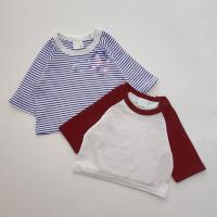 China 100% Cotton Patchwork Clothes Baby Mickey Embroidery Raglan Sleeve Tee 2 Colors Oversized Style for sale