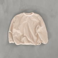 China 190gsm Custom Tee Shirts 100% Cotton Baby Toddler Bella Crew Neck Long Sleeve Striped Top for sale