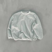 China 190gsm Custom Tee Shirts 100% Cotton Baby Toddler Bella Crew Neck Long Sleeve Striped Top for sale