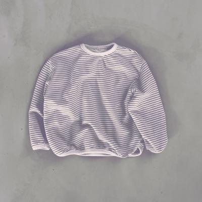 China 190gsm Custom Tee Shirts 100% Cotton Baby Toddler Bella Crew Neck Long Sleeve Striped Top for sale