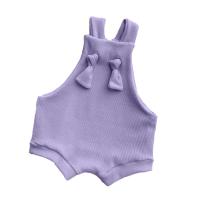 China 100% Ribbed Cotton New Born Rompers Knot Tie Design Overalls Sleepwear Homewear For Infant Toddlers for sale