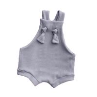 China 100% Ribbed Cotton New Born Rompers Knot Tie Design Overalls Sleepwear Homewear For Infant Toddlers for sale