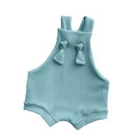 China 100% Ribbed Cotton New Born Rompers Knot Tie Design Overalls Sleepwear Homewear For Infant Toddlers for sale