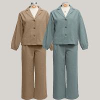 China Linen Fabric Formal Stylish Womens Suits Slim Fit Two Pieces Stylish Loungewear Set for sale