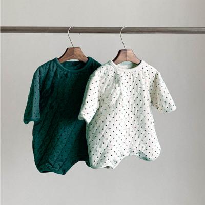 China Lined Hood Quilted Cotton Puffer One Piece Newborn Short Sleeve Romper With Multiple Colors for sale