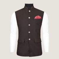 China Customized Modern Fit Mens Mandarin Collar Waistcoat For Special Occasion 100% Premium Cotton for sale