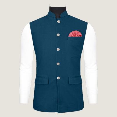 China Customized Modern Fit Mens Mandarin Collar Waistcoat For Special Occasion 100% Premium Cotton for sale