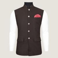 China Customized Modern Fit Mens Mandarin Collar Waistcoat For Special Occasion 100% Premium Cotton for sale