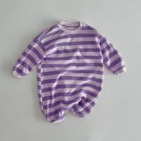 China Puppy Baby Graphic Printed Striped Long Sleeve Newborn Romper Organic Cotton for sale