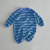 China Puppy Baby Graphic Printed Striped Long Sleeve Newborn Romper Organic Cotton for sale