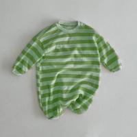 China Puppy Baby Graphic Printed Striped Long Sleeve Newborn Romper Organic Cotton for sale