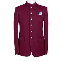 China Solid Party Business Casual Suit Jacket Stand Collar Blazer Mens With Pocket Tie For Reception for sale