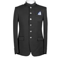 China Solid Party Business Casual Suit Jacket Stand Collar Blazer Mens With Pocket Tie For Reception for sale