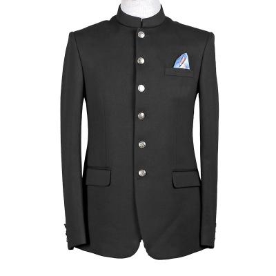 China Solid Party Business Casual Suit Jacket Stand Collar Blazer Mens With Pocket Tie For Reception for sale