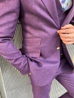 China Purple 3 Piece Tuxedo Suit For Men 49% Viscon 49% Polyamide 2% Elestan for sale