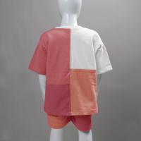 China Unisex Child Patchwork Clothes 260gsm Back To School Outfits Organic Cotton Patchwork Color Tee And Short for sale