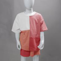 China Unisex Child Patchwork Clothes 260gsm Back To School Outfits Organic Cotton Patchwork Color Tee And Short for sale