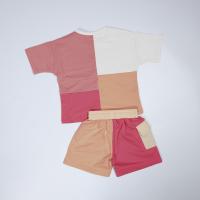 China Unisex Child Patchwork Clothes 260gsm Back To School Outfits Organic Cotton Patchwork Color Tee And Short for sale