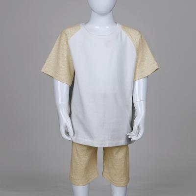China Organic Cotton Family Matching Outfit 190gsm Color Block Raglan Short Sleeves for sale