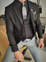 China Black Slim Fit Stretch Suit for sale