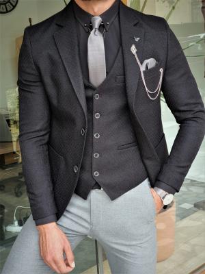 China Black Slim Fit Stretch Suit for sale